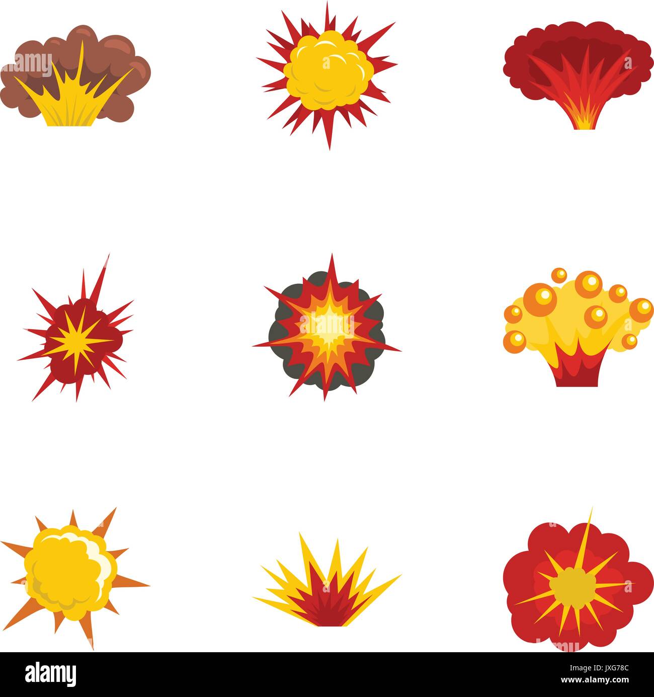 Explosion icons set, flat style Stock Vector Image & Art - Alamy