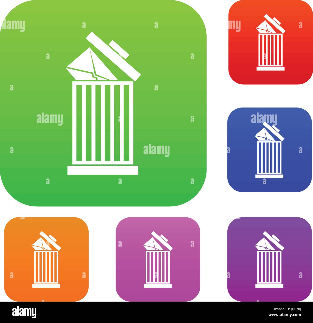 Envelope in trash bin set collection Stock Vector Image & Art - Alamy