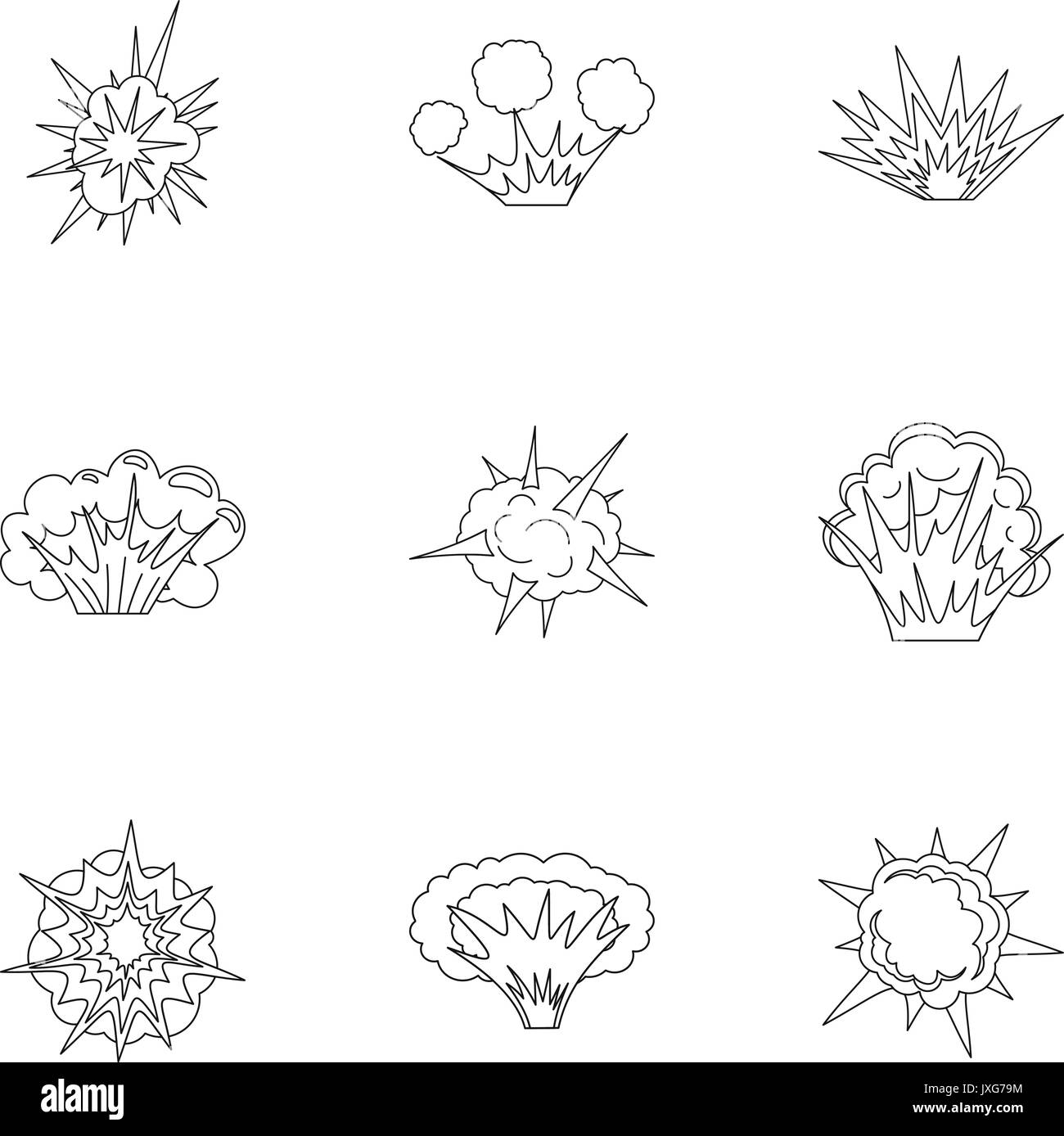 Explosion icons set, outline style Stock Vector Image & Art - Alamy