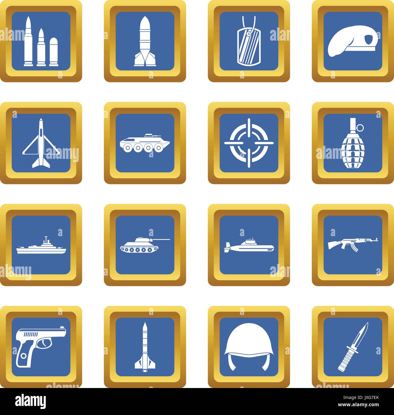 Military icons set blue Stock Vector Image & Art - Alamy