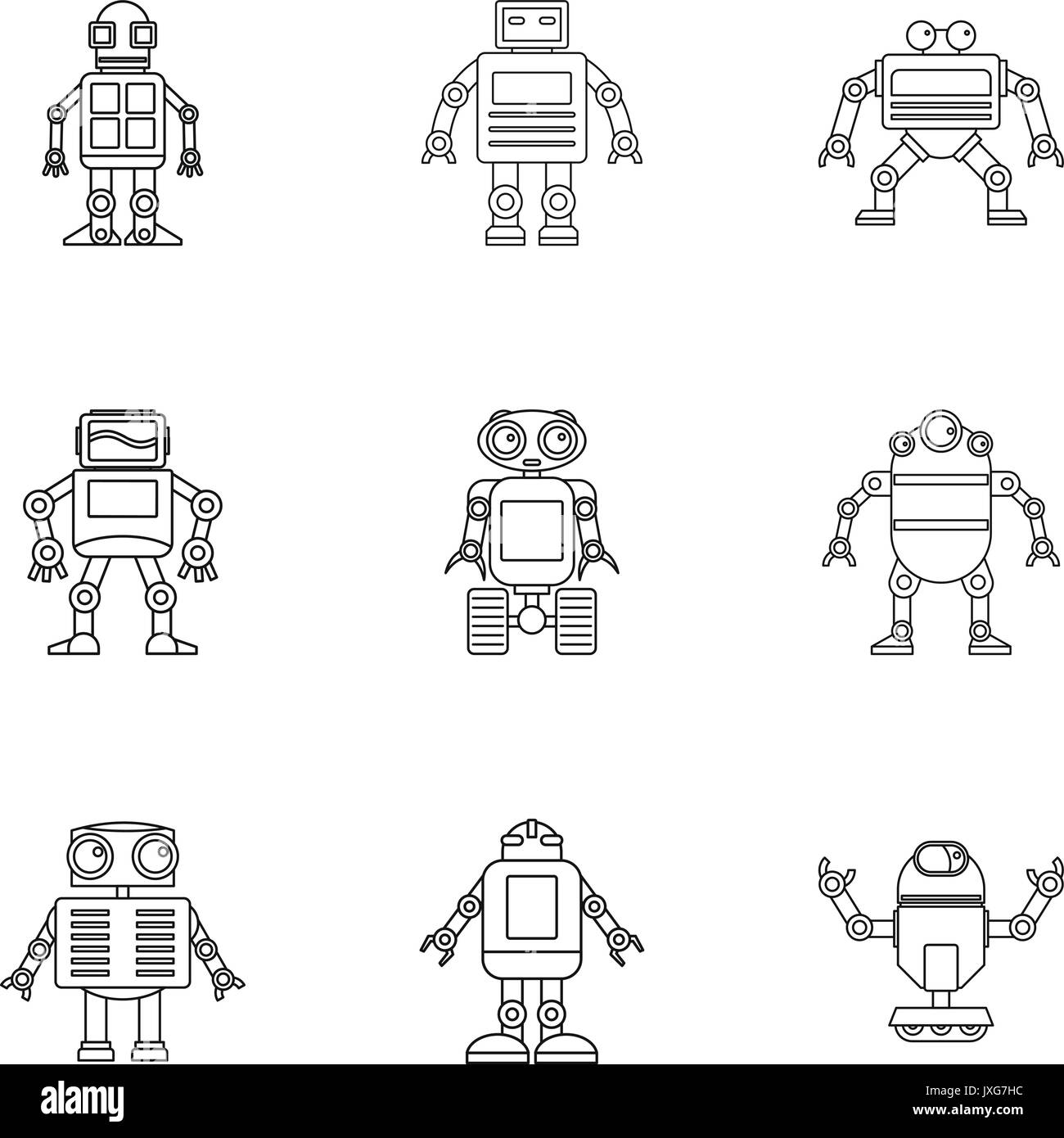 Robot icons set, outline style Stock Vector Image & Art - Alamy