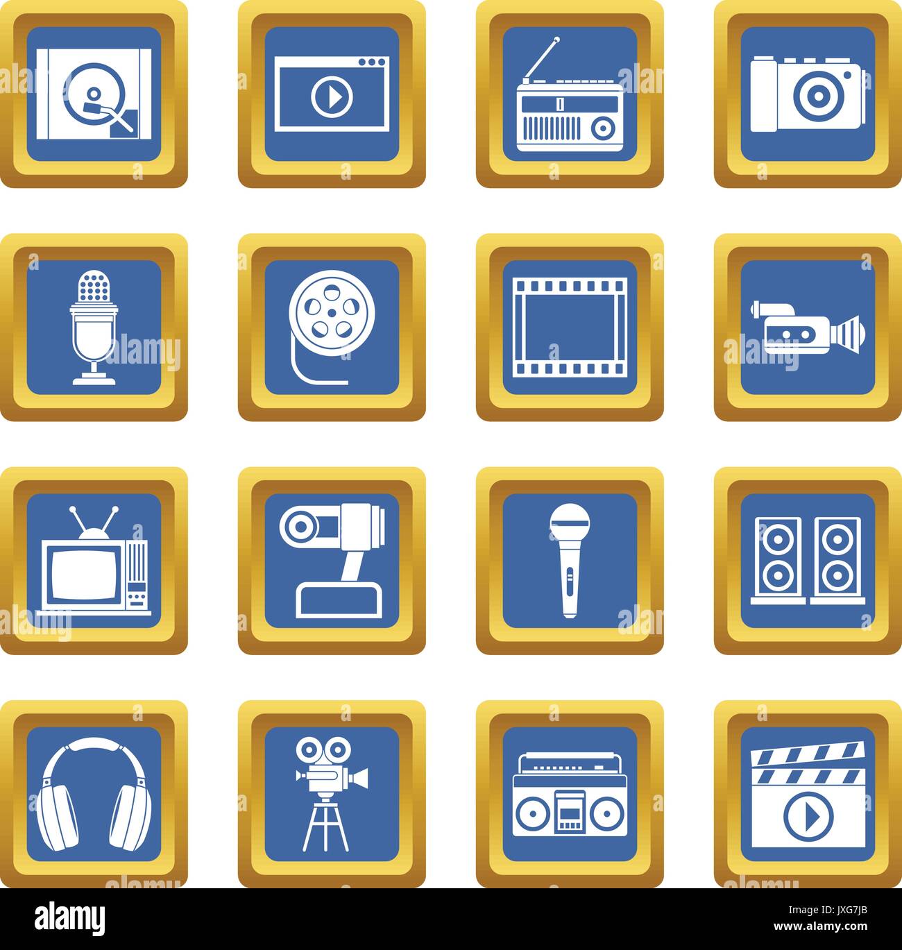 Audio and video icons set blue Stock Vector Image & Art - Alamy