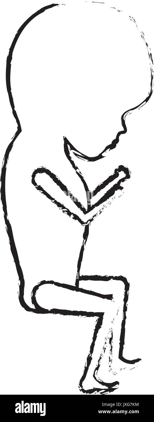 monochrome blurred silhouette of side view fetal growth a trimestrer ...