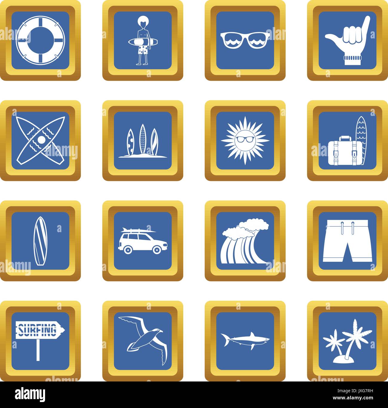 Surfing icons set blue Stock Vector Image & Art - Alamy