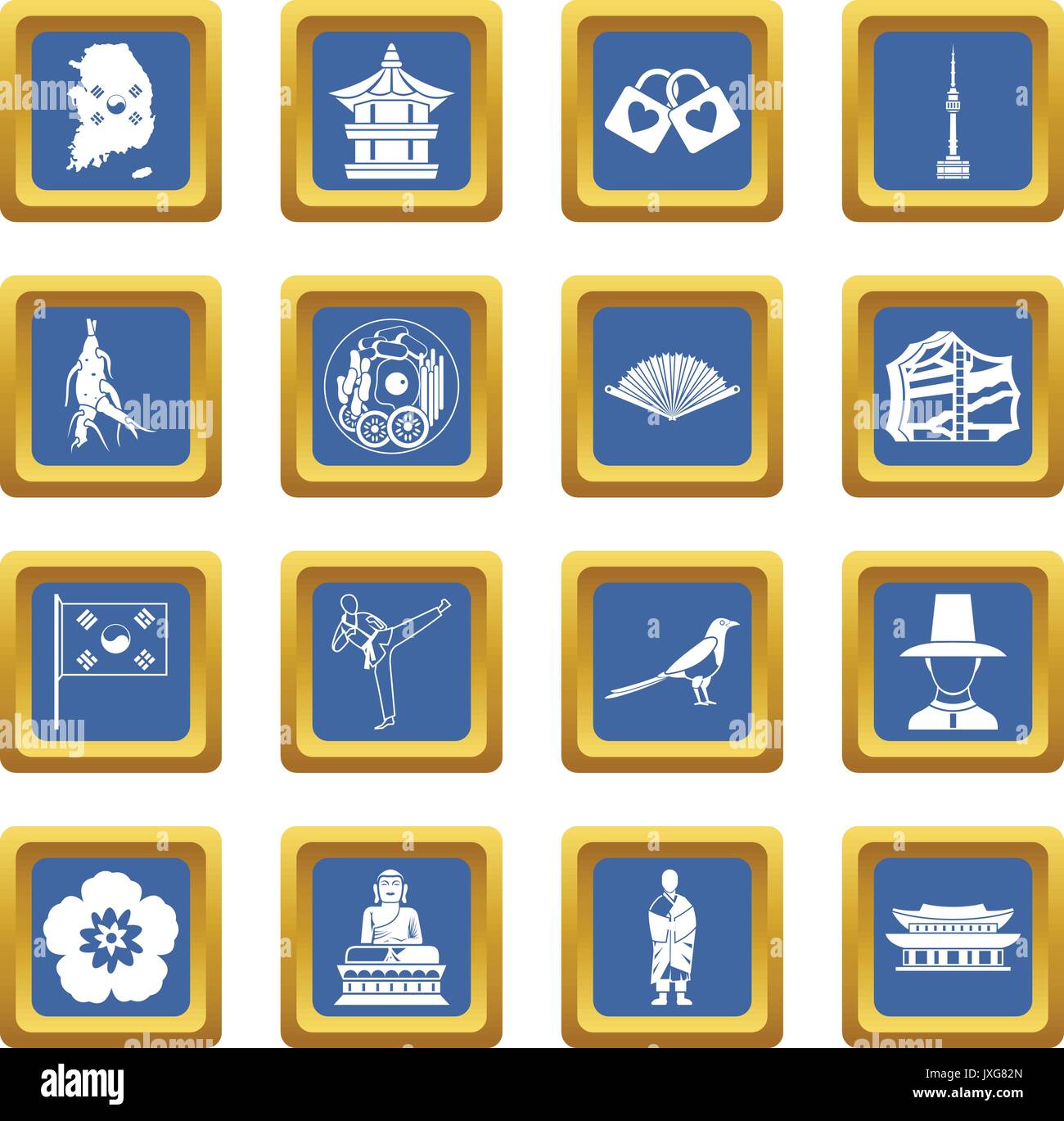 South Korea icons set blue Stock Vector Image & Art - Alamy