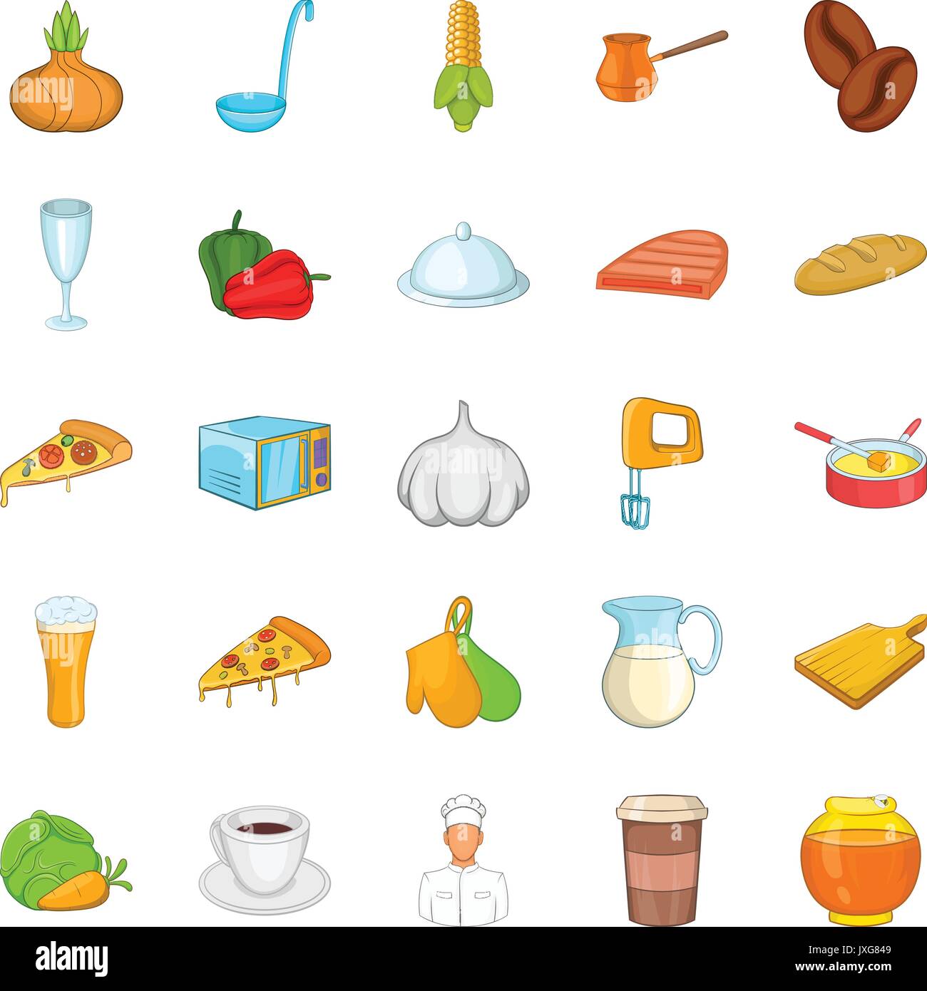 Meal icons set, cartoon style Stock Vector Image & Art - Alamy
