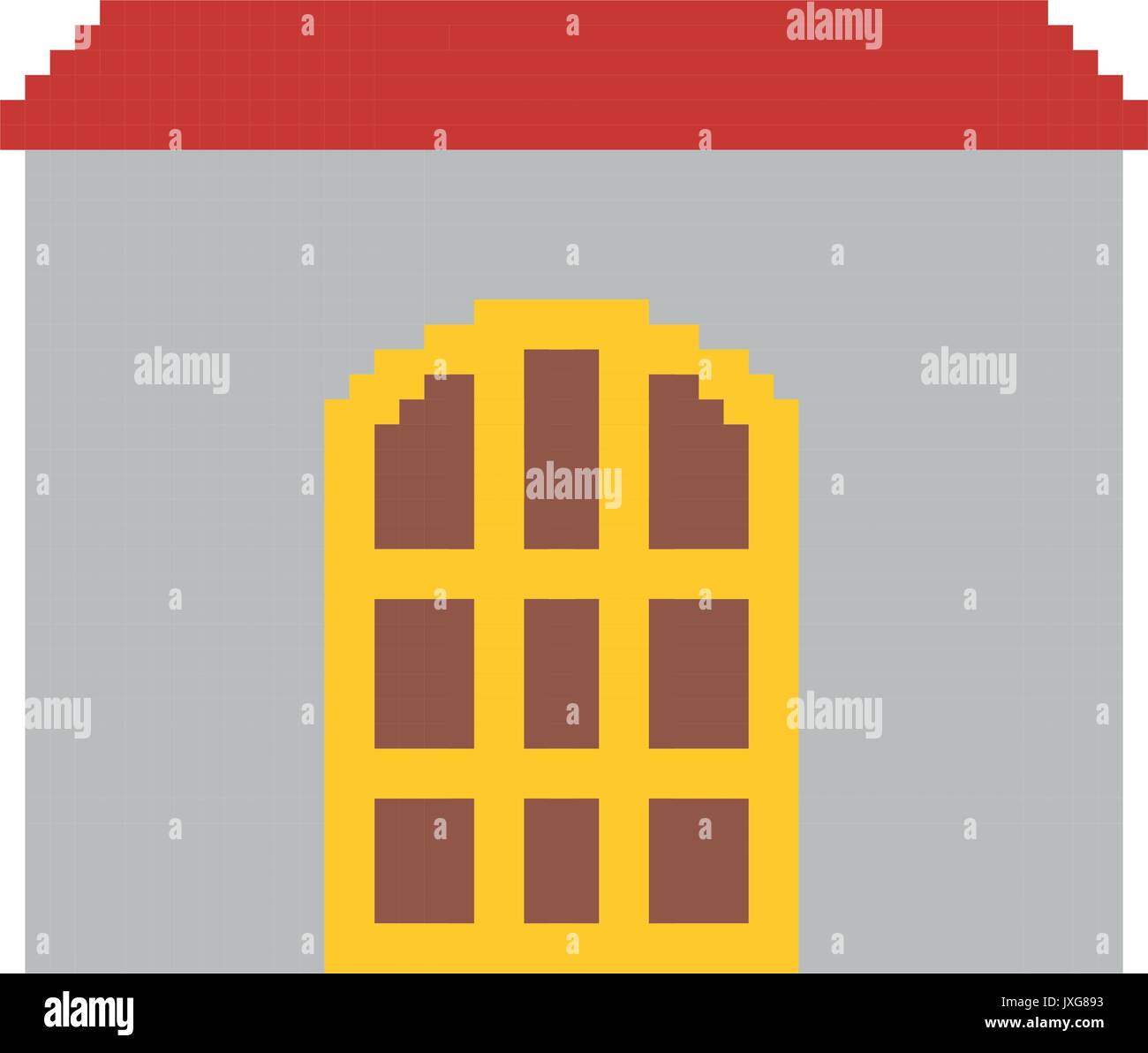 colorful pixelated house with roof and big door Stock Vector Image ...