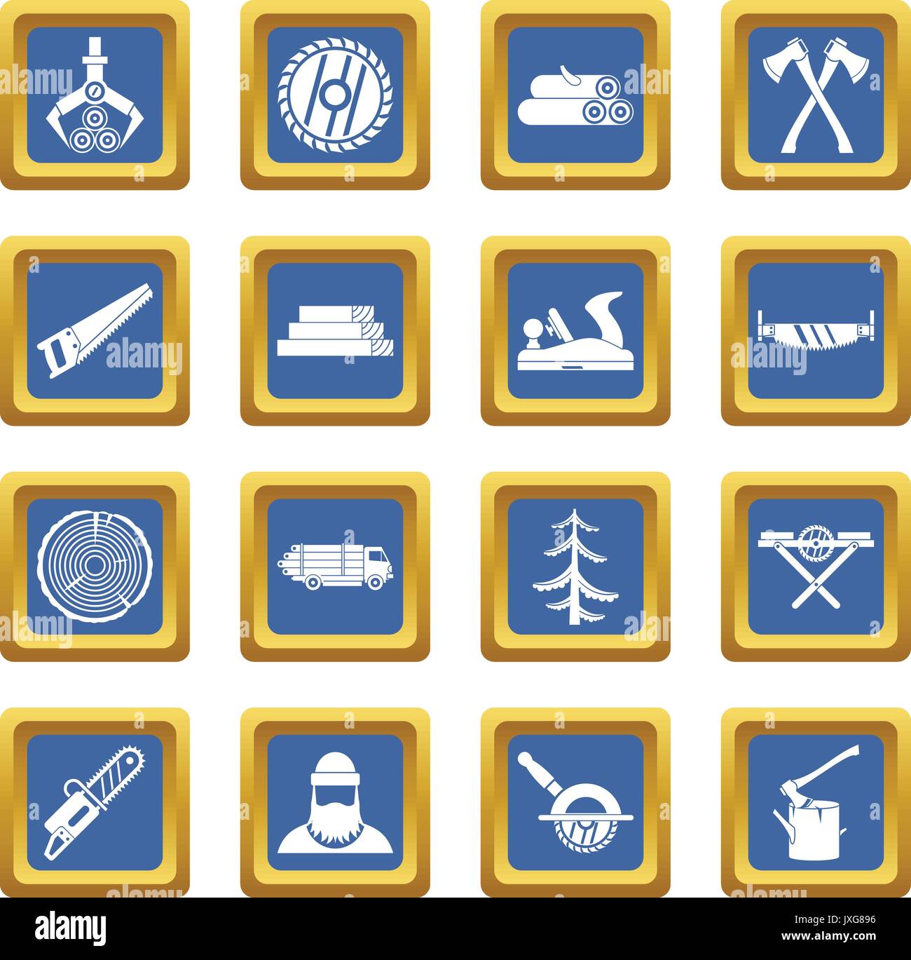 Timber industry icons set blue Stock Vector Image & Art - Alamy