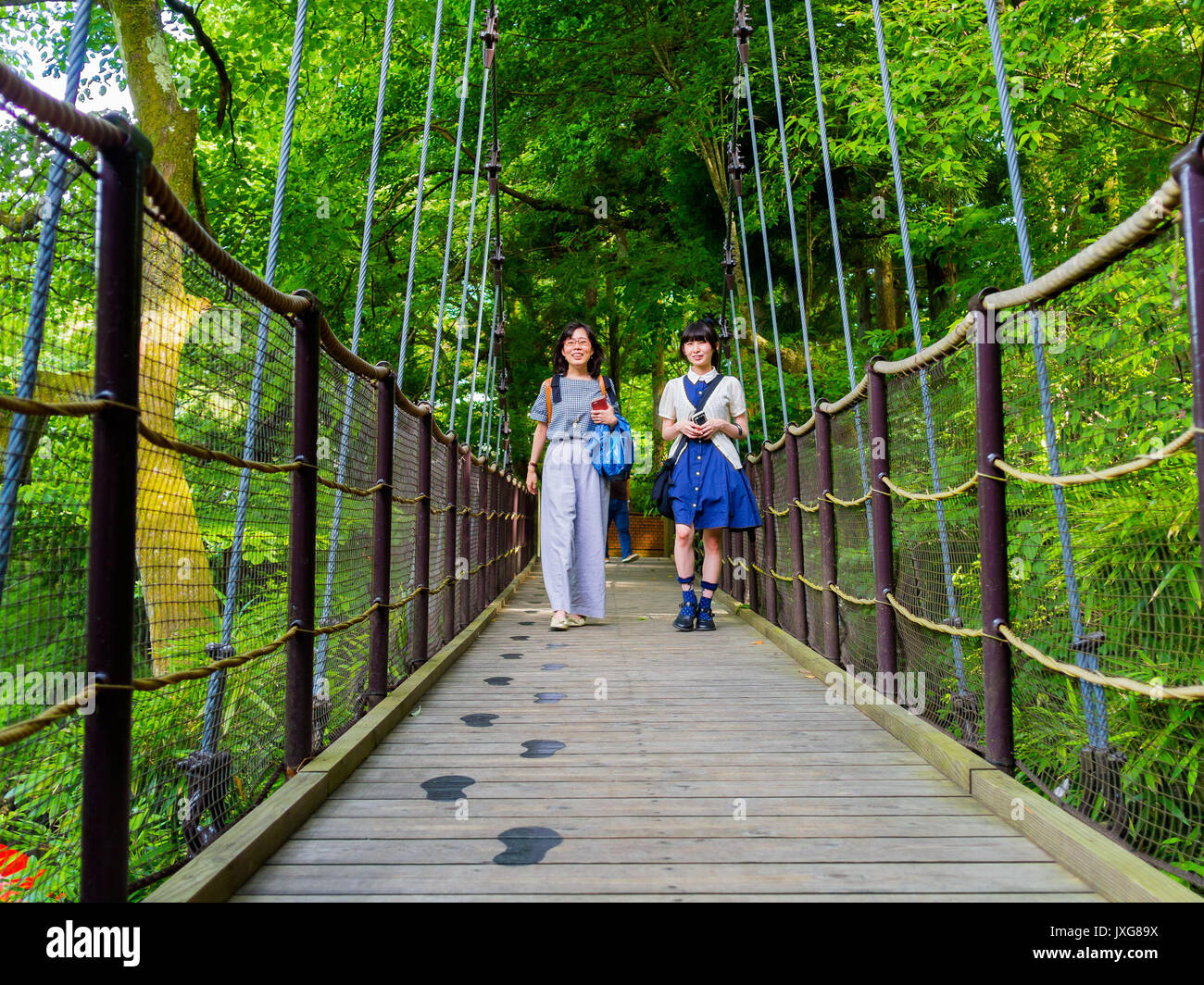 HAKONE, JAPAN - JULY 02, 2017: Unidentified people walking in the ...