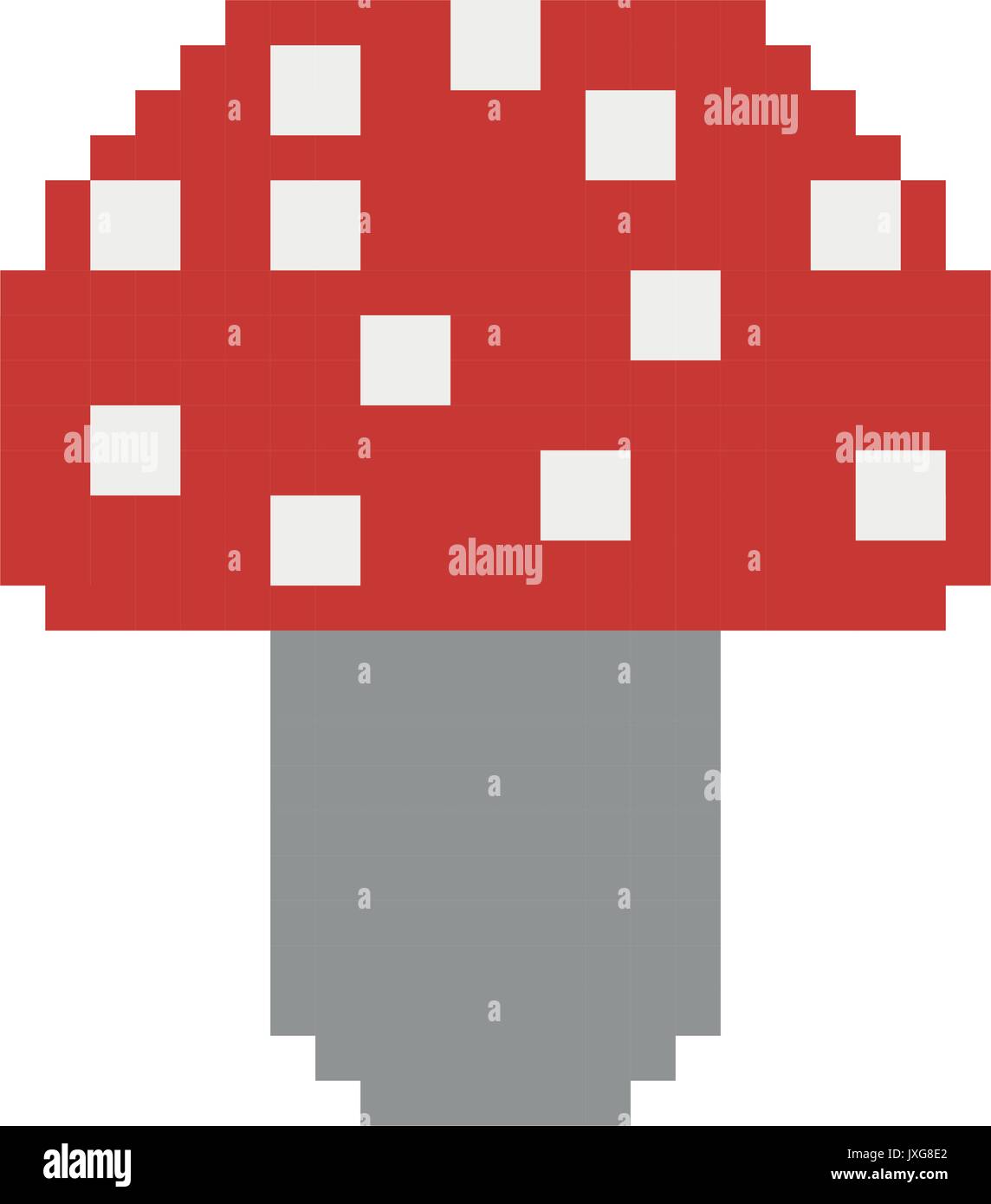 colorful pixelated mushroom in red color with dots Stock Vector Image ...