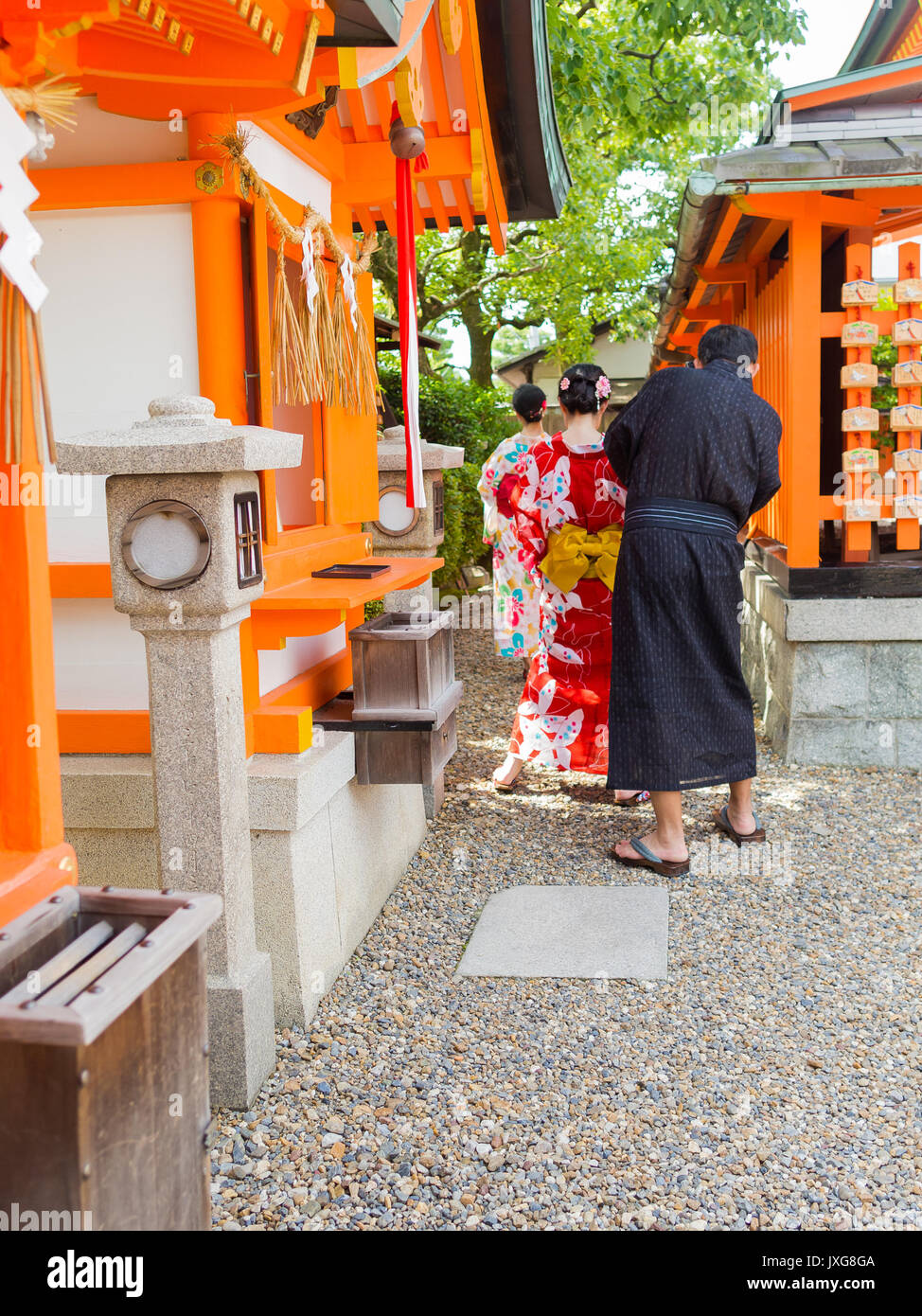 HAKONE, JAPAN - JULY 02, 2017: Beautiful view of red Tori Gate at ...