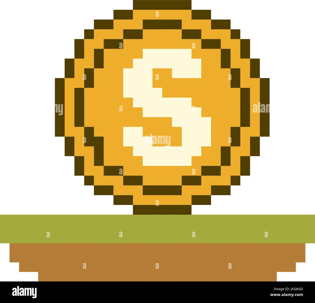colorful pixelated coin with money symbol over grass Stock Vector Image ...
