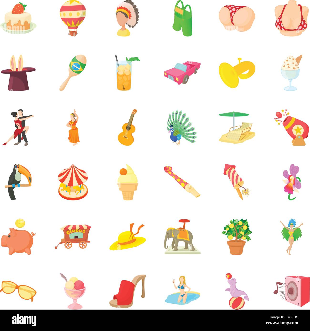 Carnival icons set, cartoon style Stock Vector Image & Art - Alamy