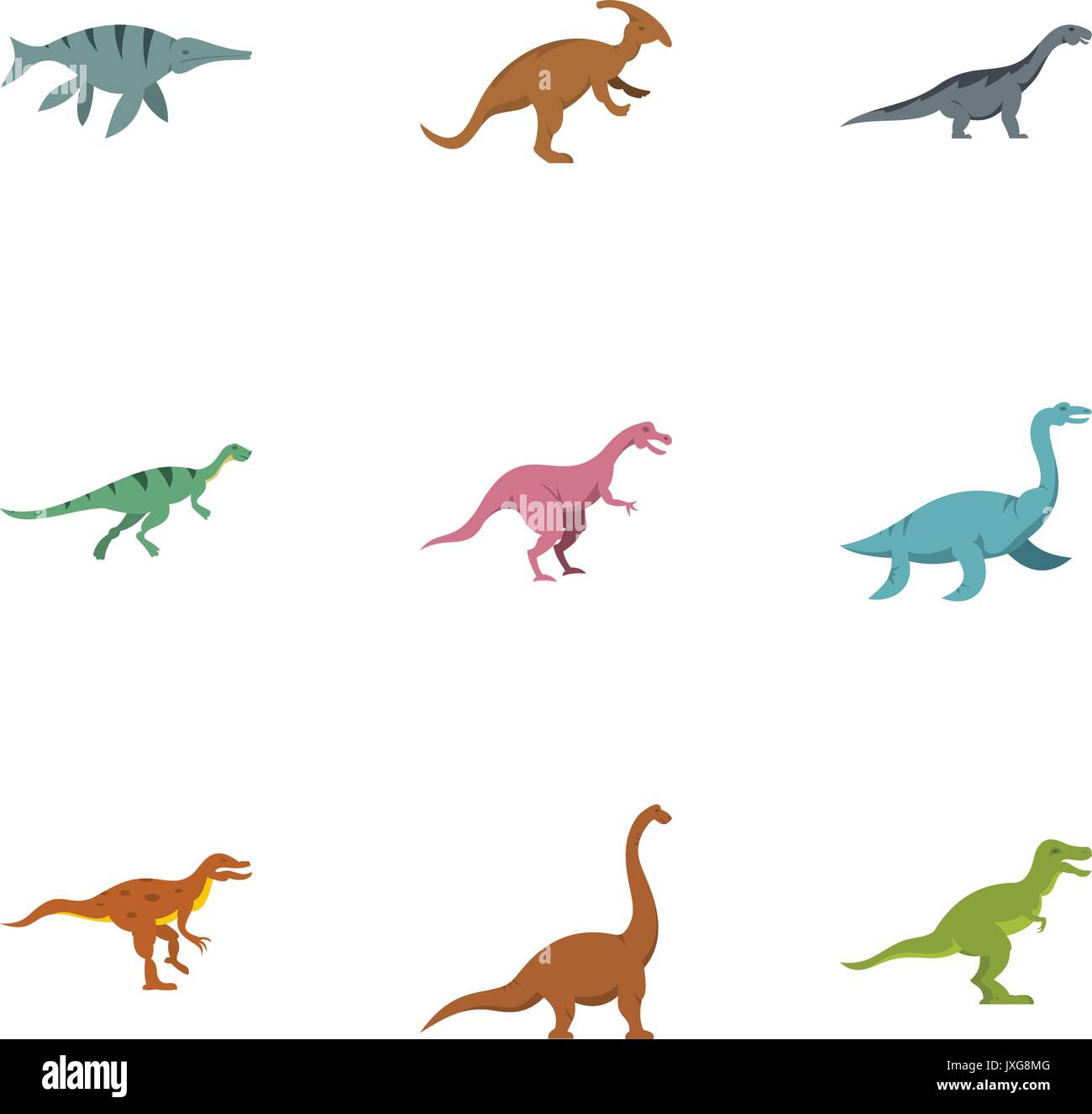 Dinosaur icons set, flat style Stock Vector Image & Art - Alamy