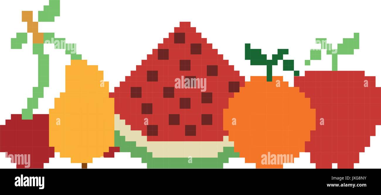 colorful pixelated set collection fruits Stock Vector Image & Art - Alamy