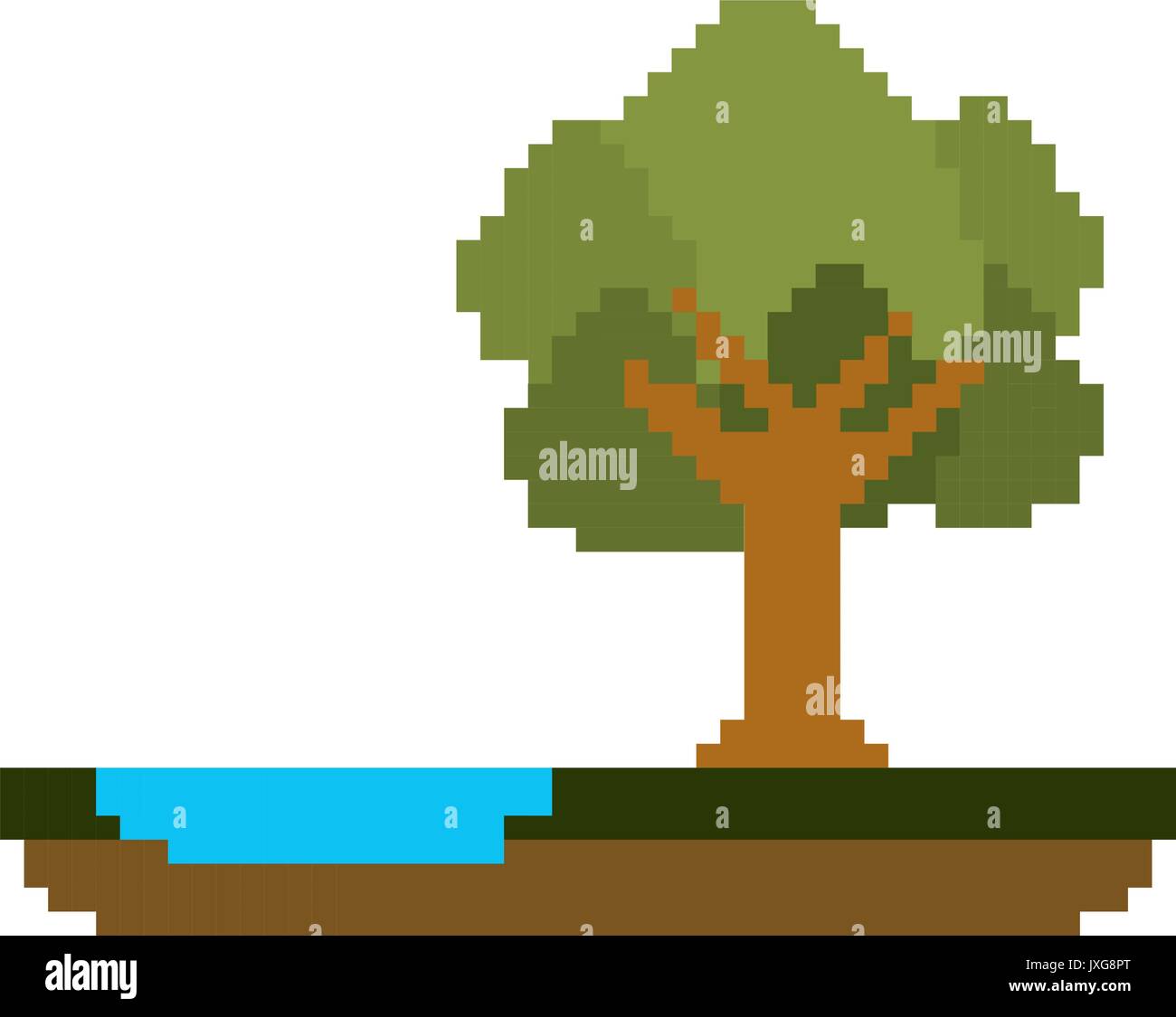 colorful pixelated forest landscape in meadow with tree next to the ...