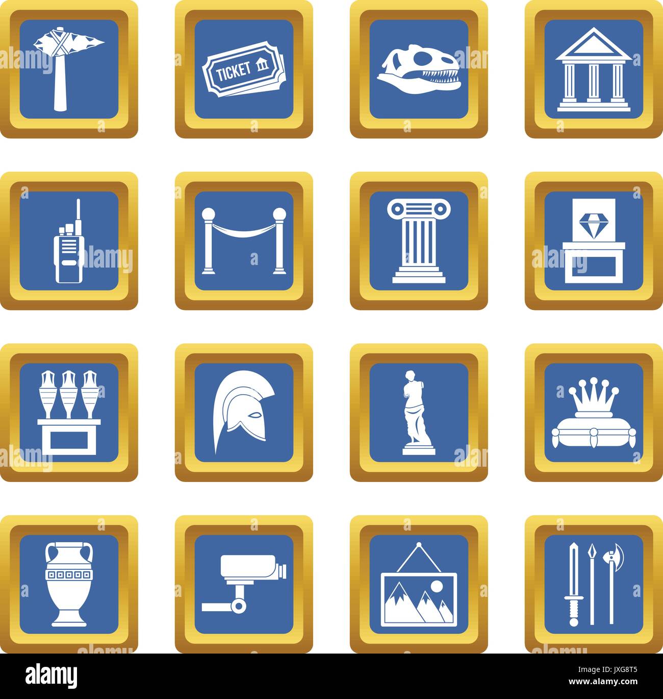 Museum icons set blue Stock Vector Image & Art - Alamy