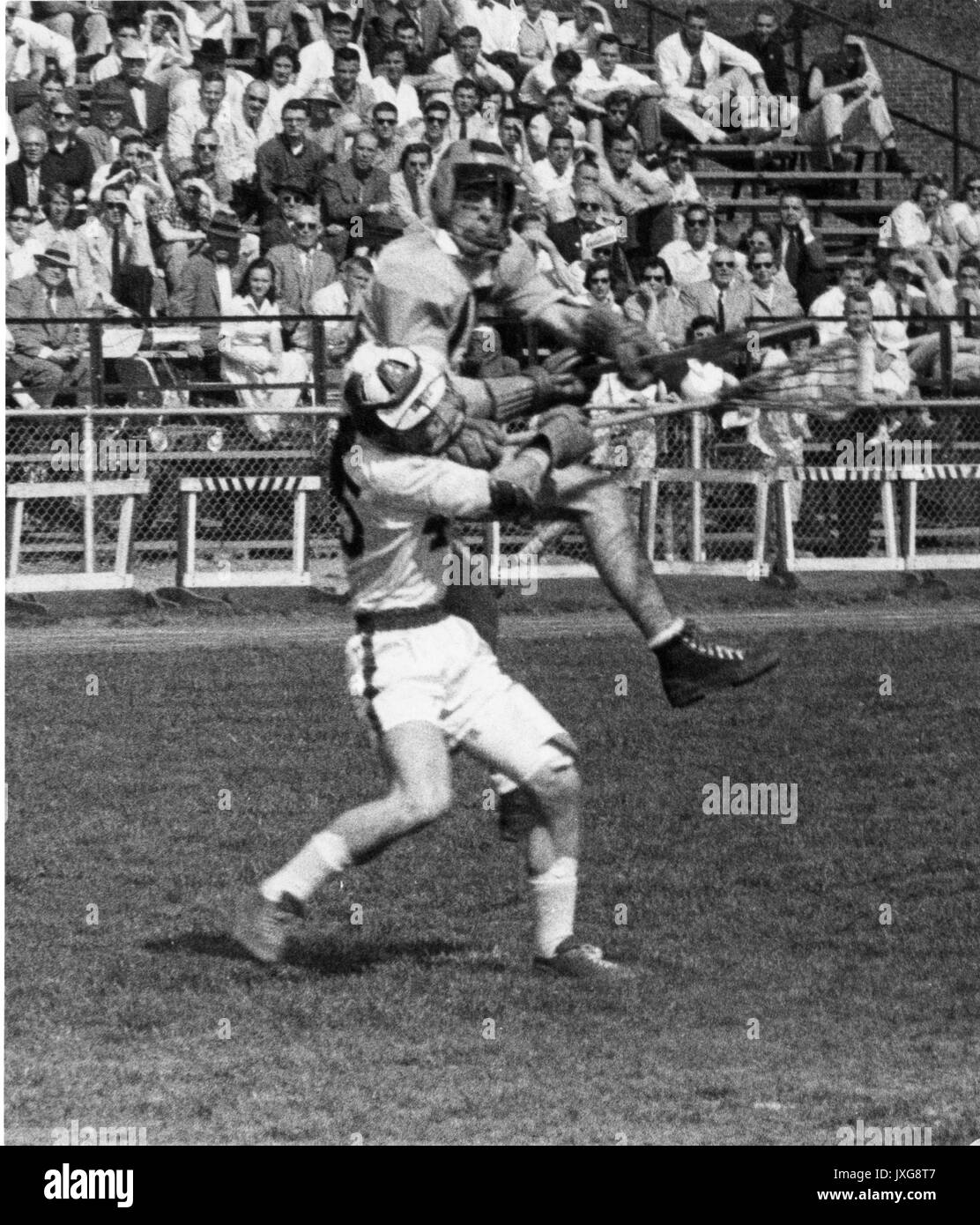 Lacrosse Action shot taken during an unidentified match, Two players ...