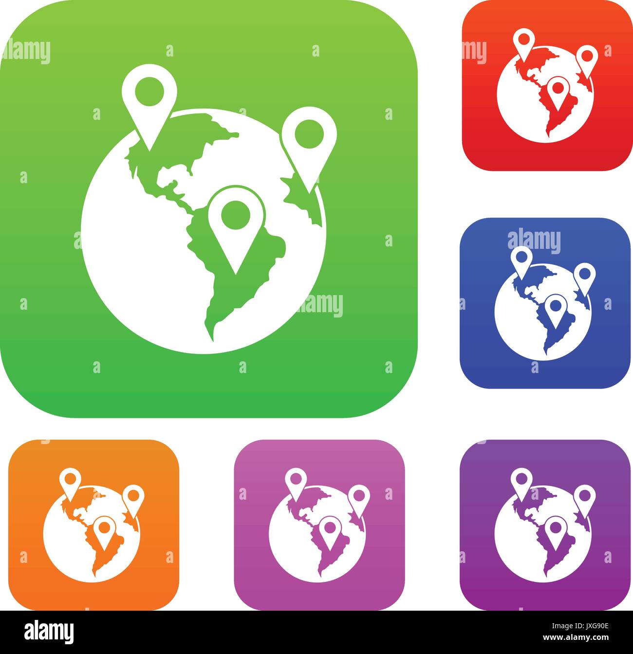 Globe and map pointers set collection Stock Vector Image & Art - Alamy