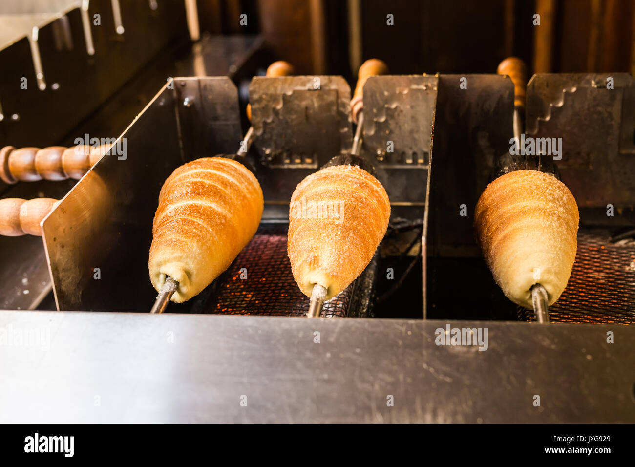 Trdelnik - traditional Czech hot sweet pastry sold in the streets of ...