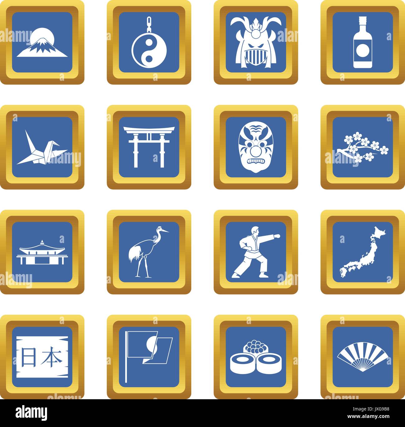 Japan icons set blue Stock Vector Image & Art - Alamy
