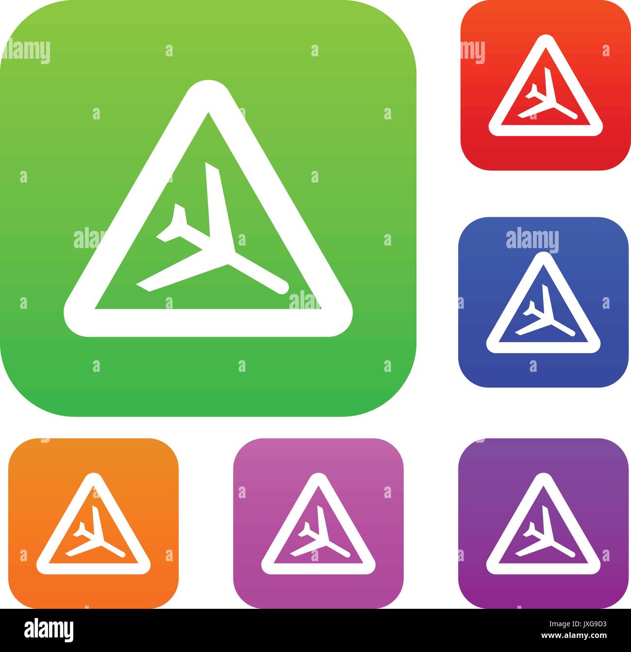 Warning sign of low flying aircraft set collection Stock Vector Image ...