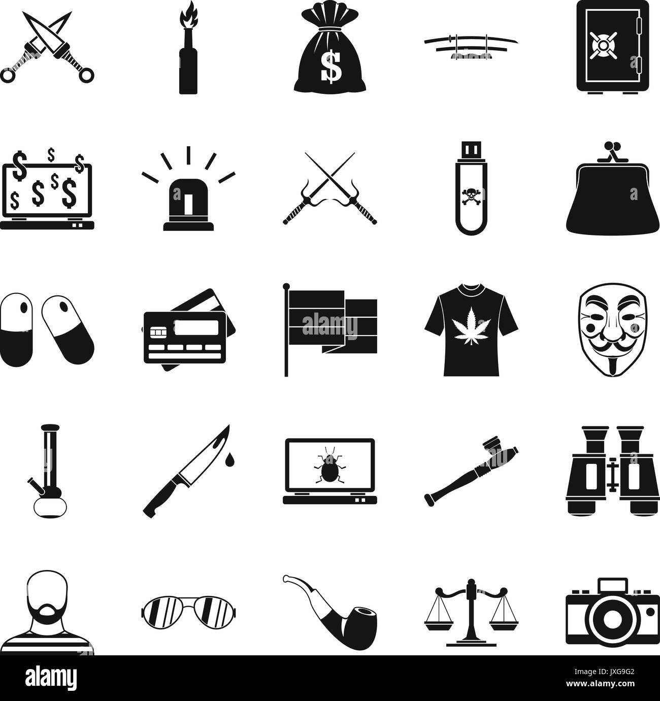 Wrongdoing icons set, simple style Stock Vector Image & Art - Alamy