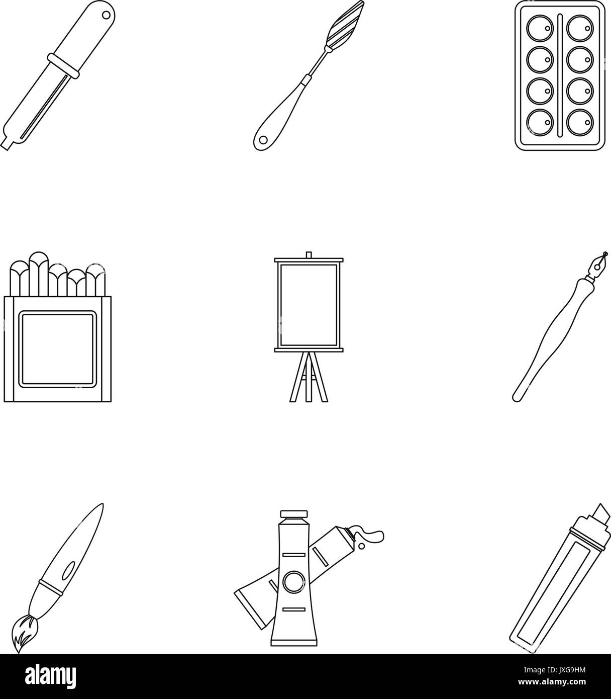Designer equipment icons set, outline style Stock Vector Image & Art ...