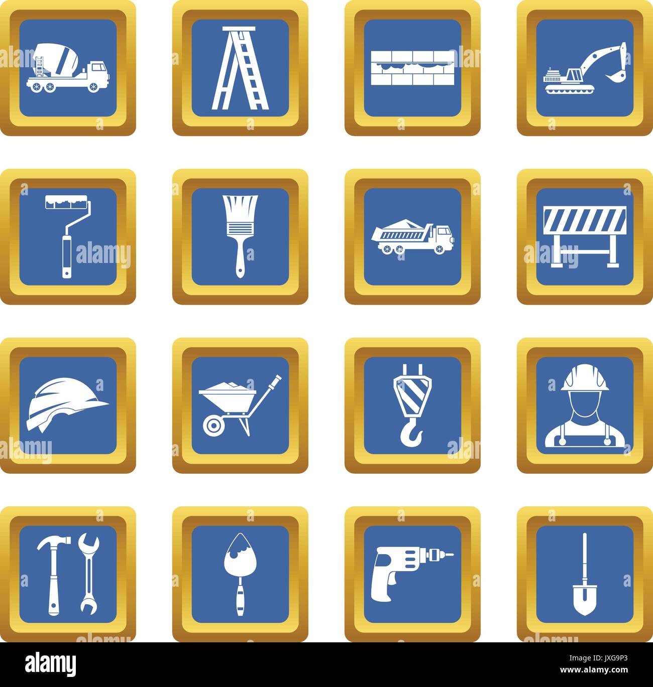 Construction icons set blue Stock Vector Image & Art - Alamy