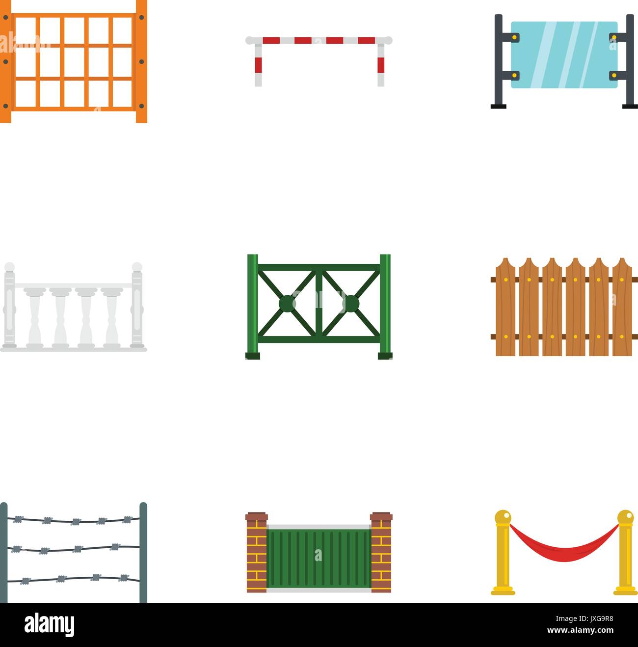 Different fence icons set, flat style Stock Vector Image & Art - Alamy
