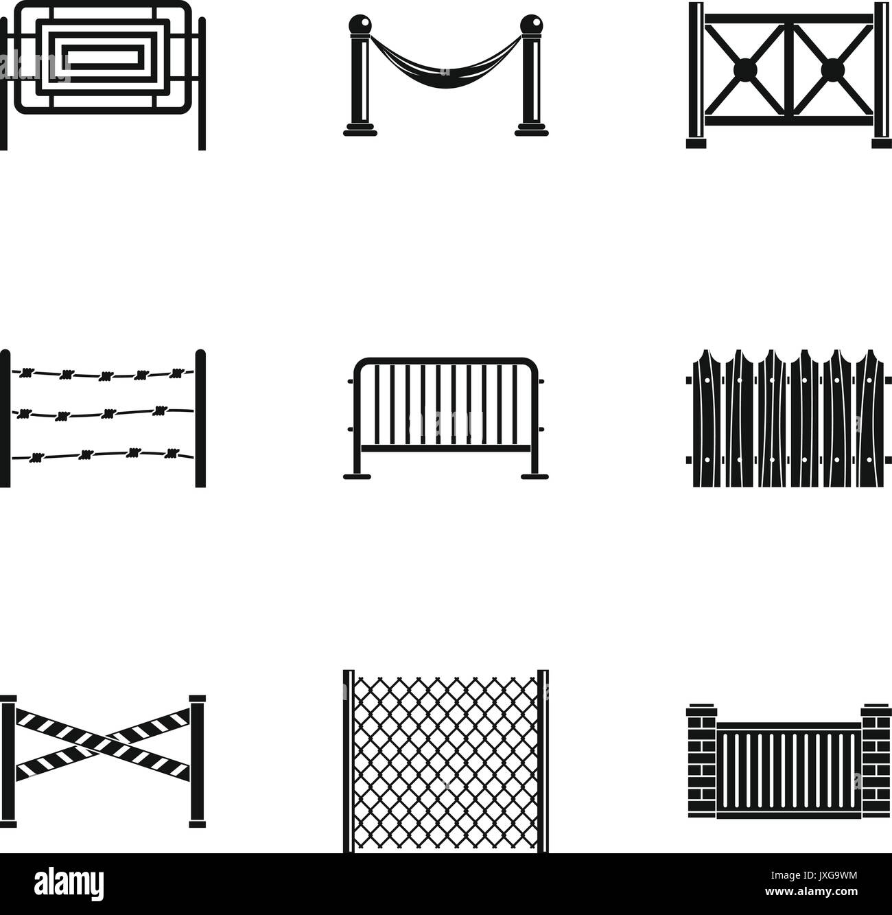 Different fence icons set, simple style Stock Vector Image & Art - Alamy