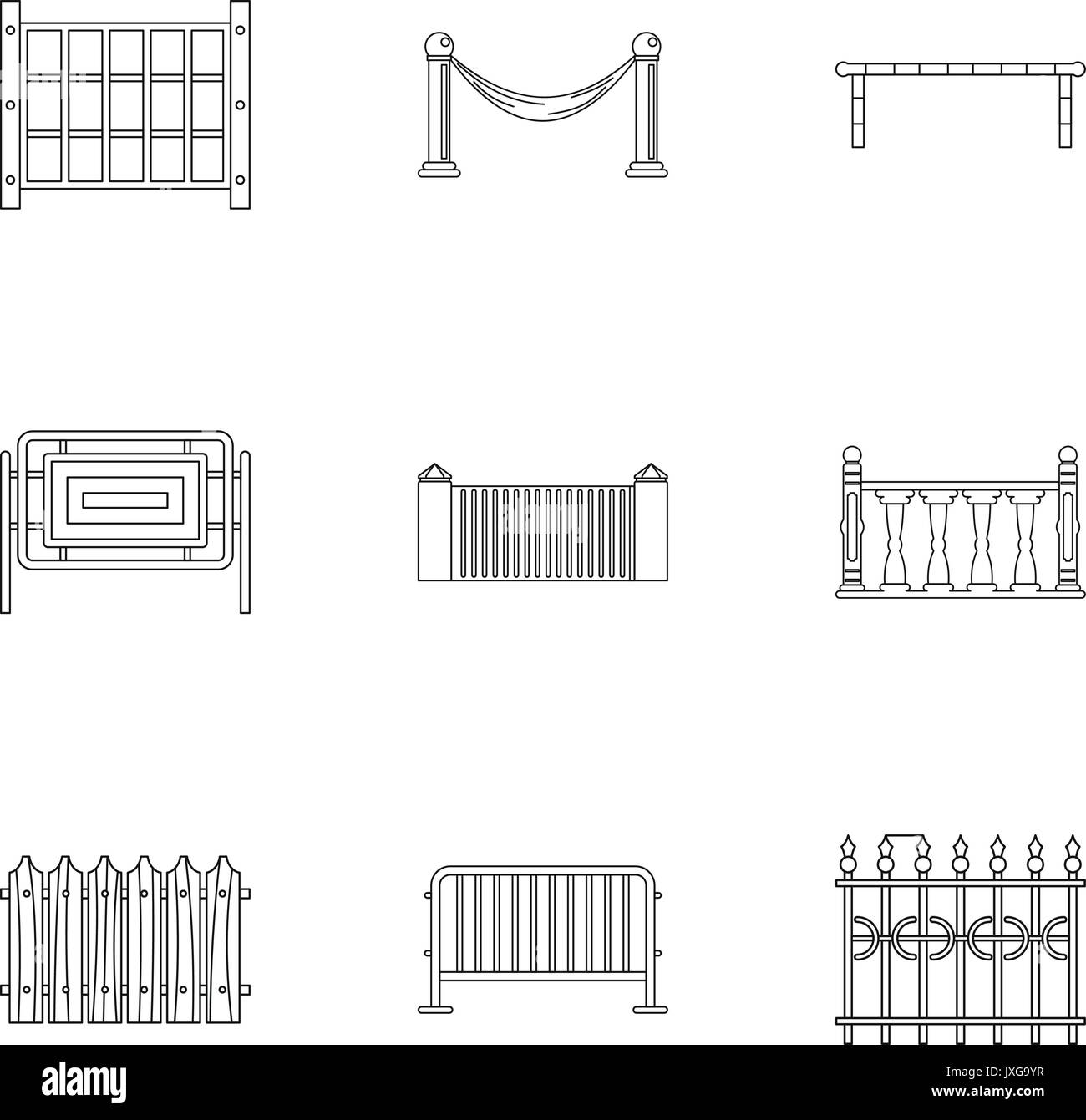 Different fence icons set, outline style Stock Vector Image & Art - Alamy