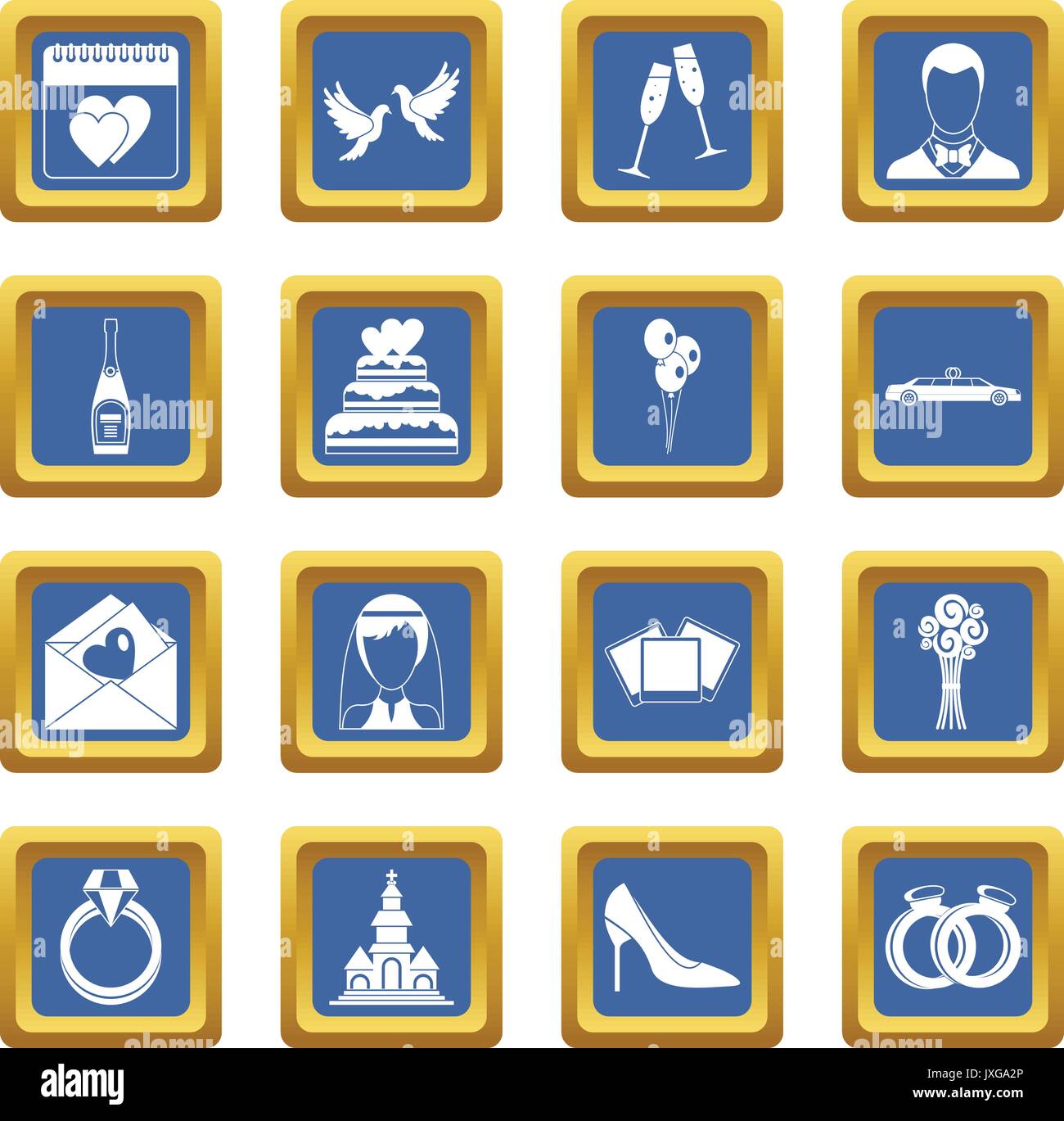 Wedding icons set blue Stock Vector Image & Art - Alamy
