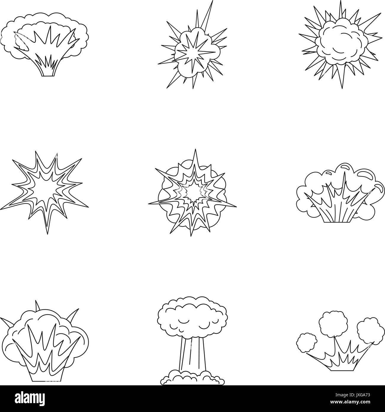 Game explosion icons set, outline style Stock Vector Image & Art - Alamy