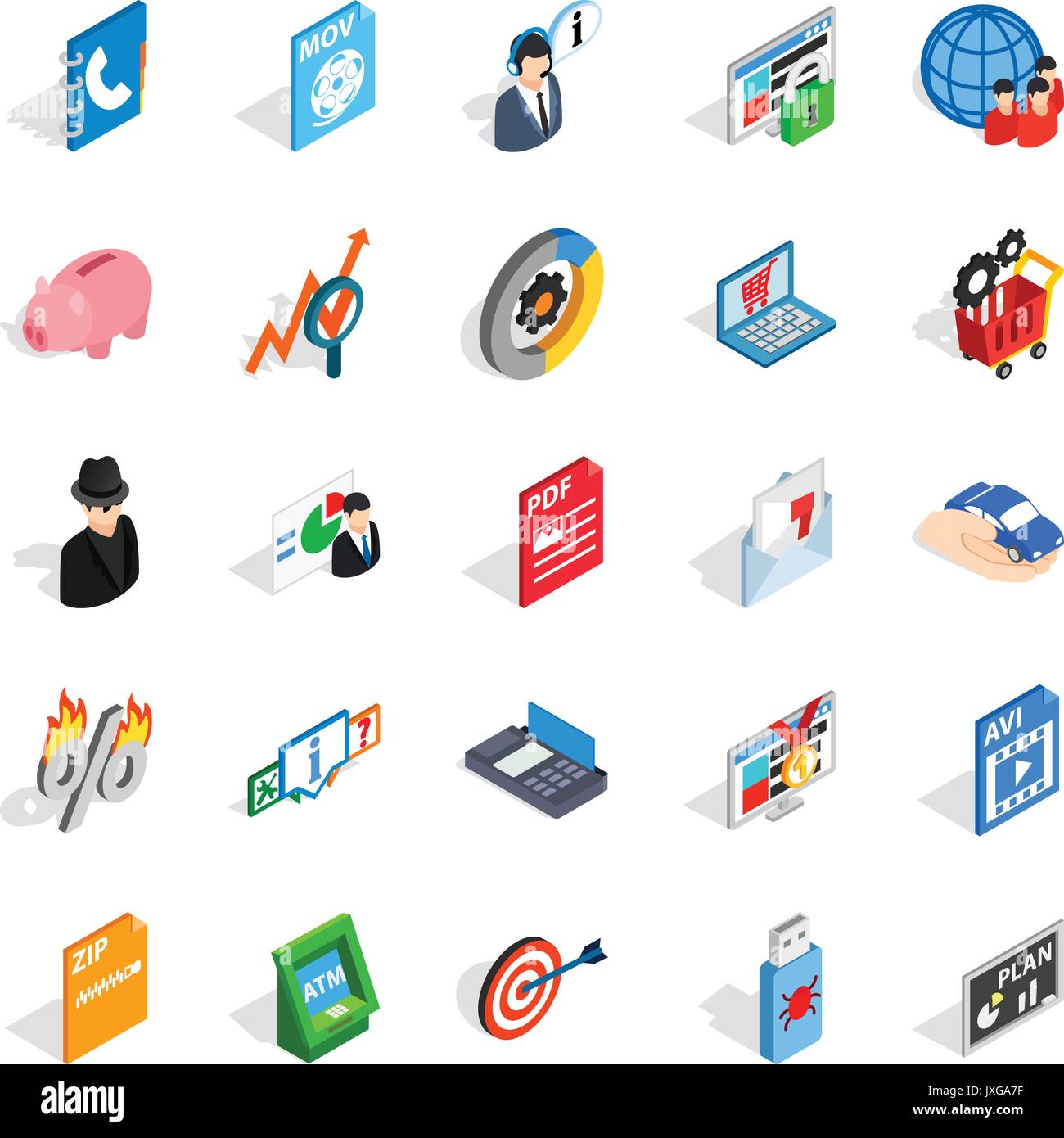 Industrial espionage icons set, isometric style Stock Vector Image ...