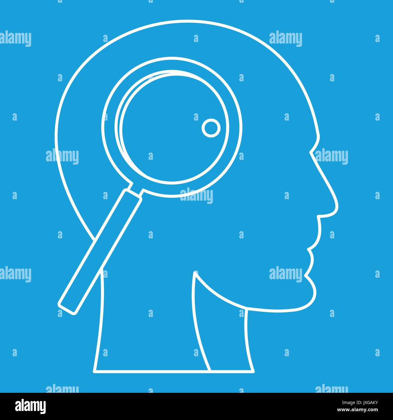 Magnifying glass inside human head icon Stock Vector Image & Art - Alamy
