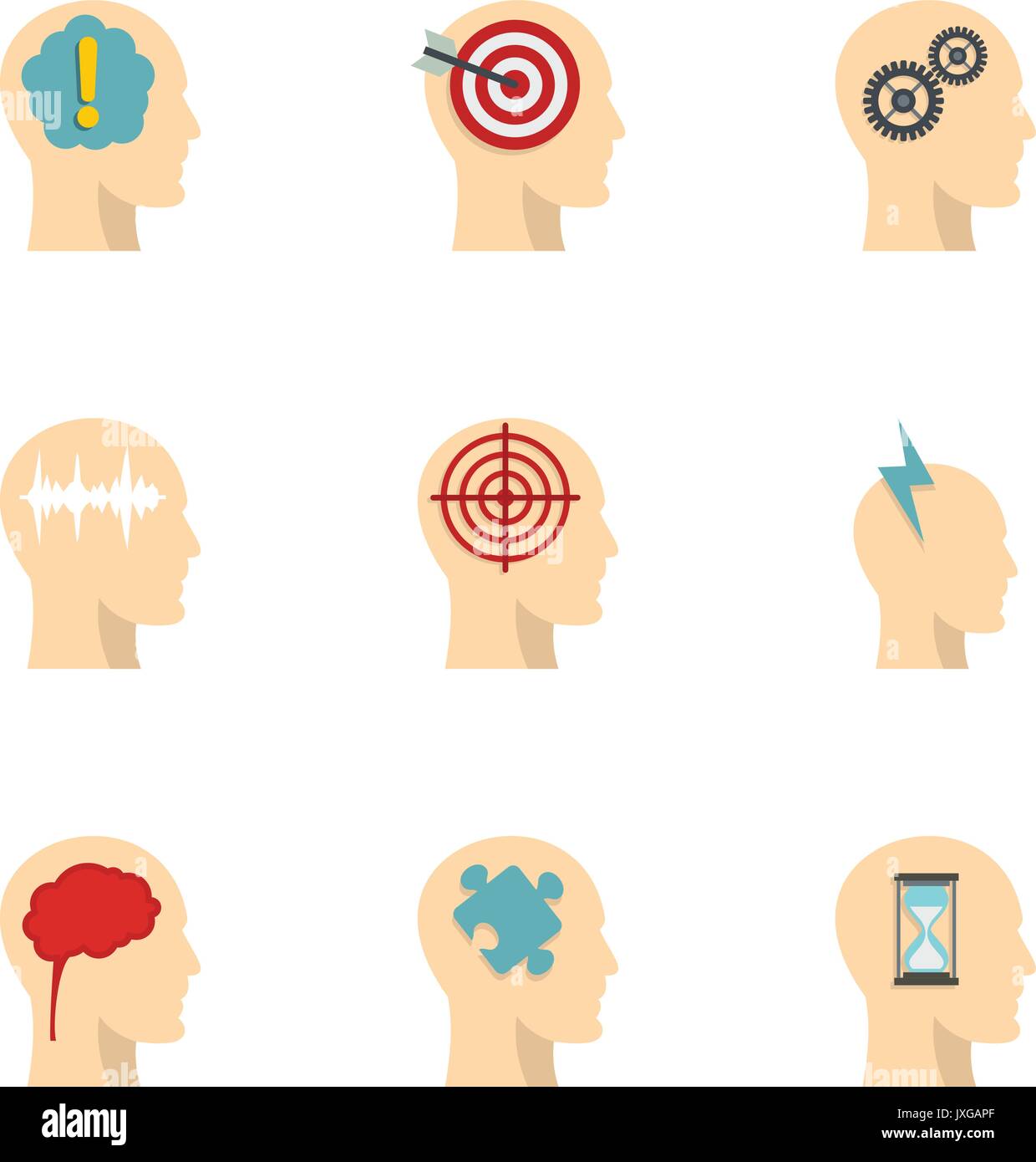 Head think icons set, flat style Stock Vector Image & Art - Alamy
