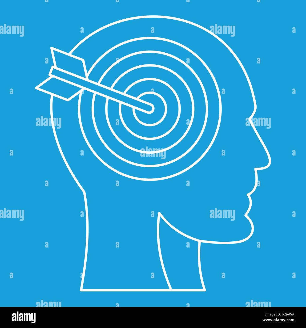 Human head profile with target inside icon Stock Vector Image & Art - Alamy