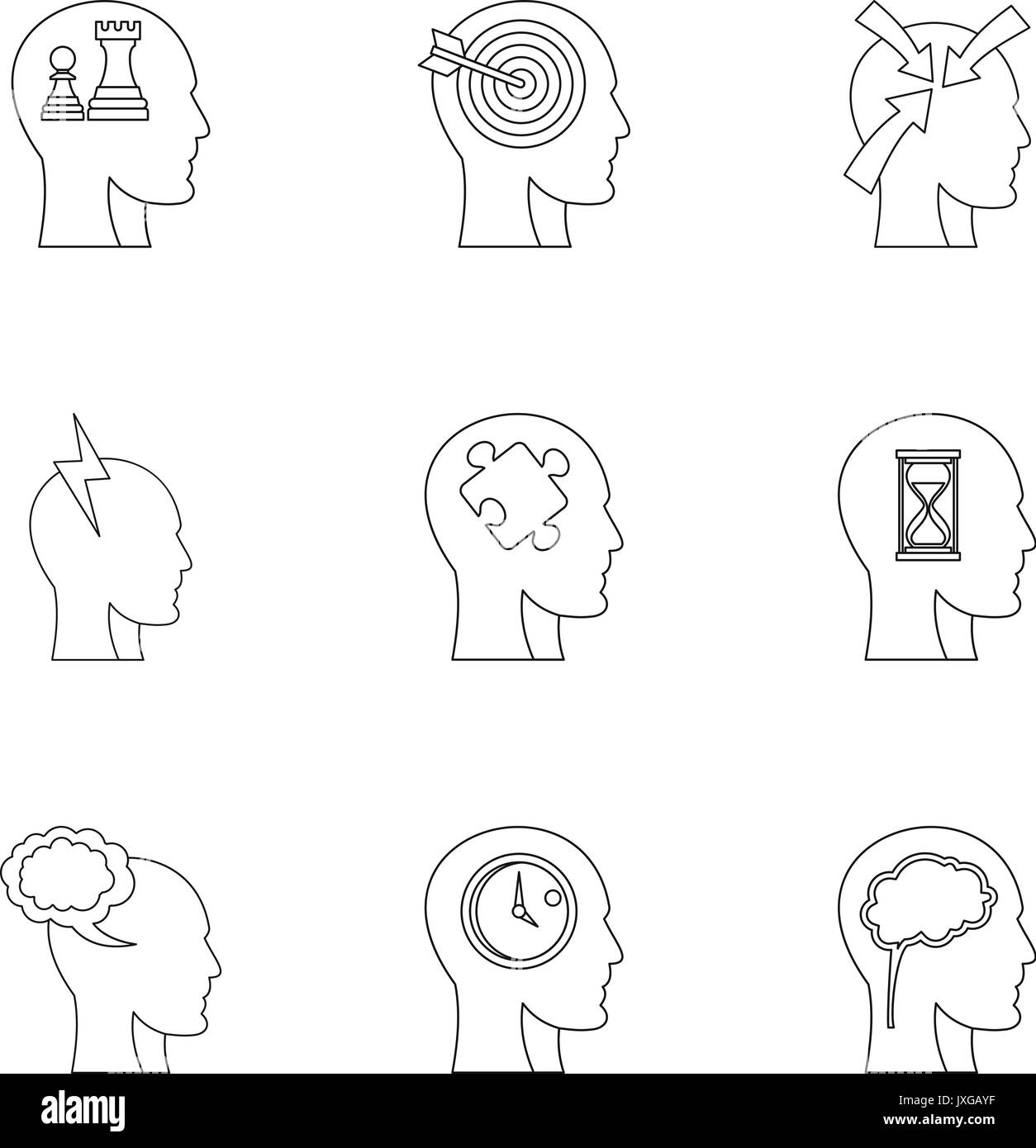 Head think icons set, outline style Stock Vector Image & Art - Alamy