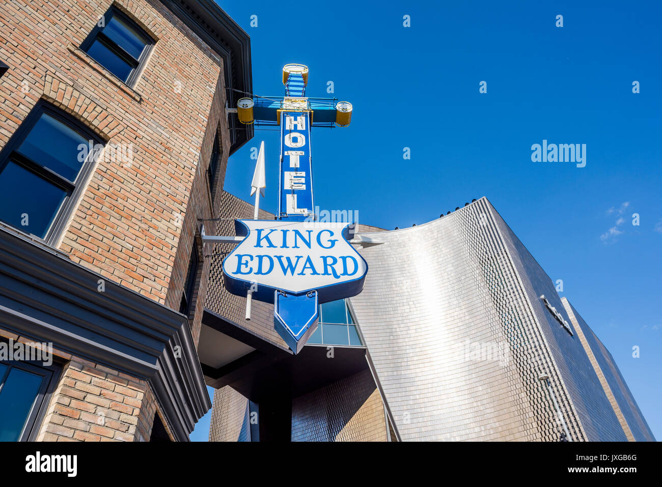 Restored King Edward Hotel neon sign, the National Music Centre ...