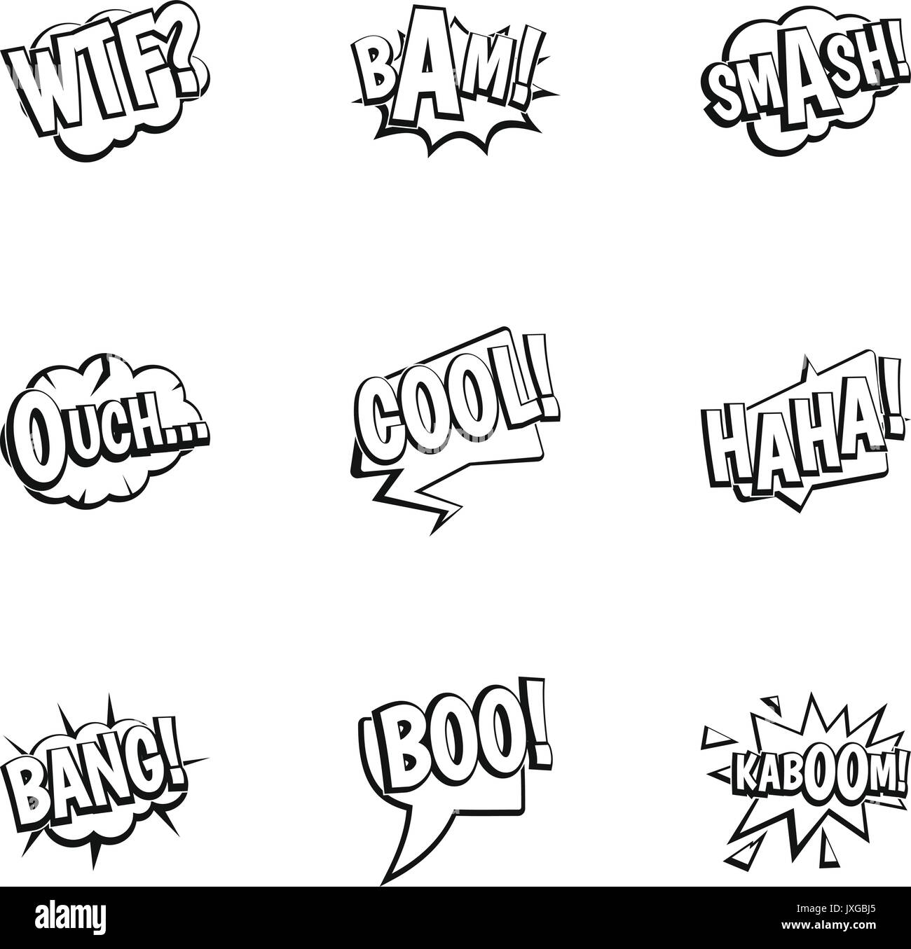 Comic speech bubbles icons set, outline style Stock Vector Image & Art ... Comic speech bubbles icons set, outline style Stock Vector Image & Art ...