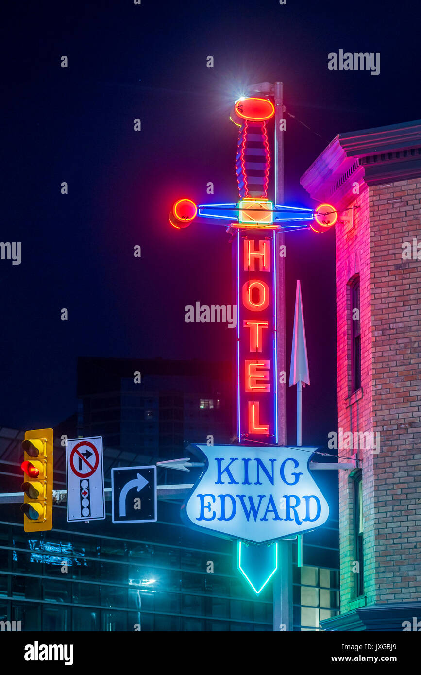 Restored King Edward Hotel neon sign, the National Music Centre Stock ... Restored King Edward Hotel neon sign, the National Music Centre Stock ...