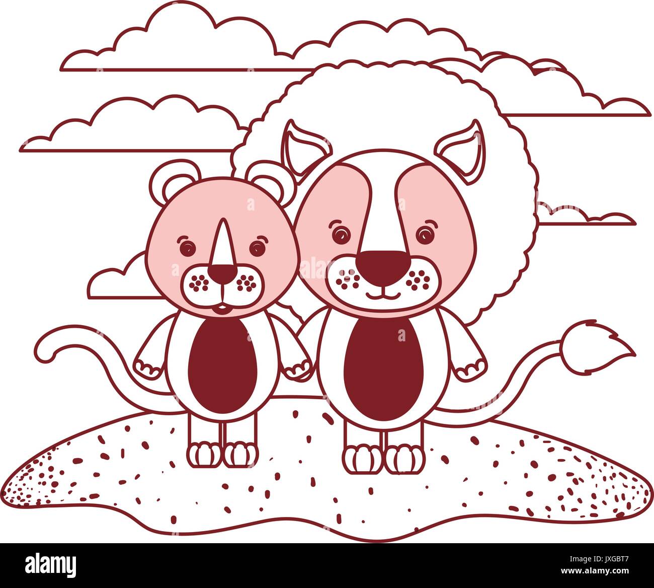 white background with red color silhouette sections of scene couple ...