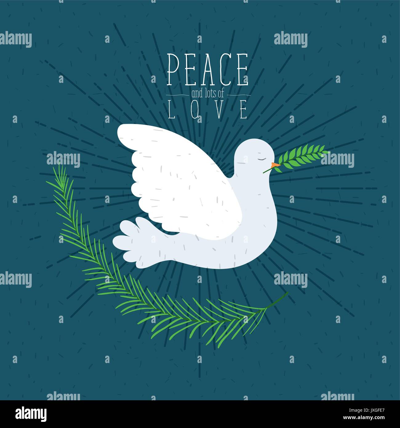 color poster with sparks and side view pigeon peace symbol with linear ...