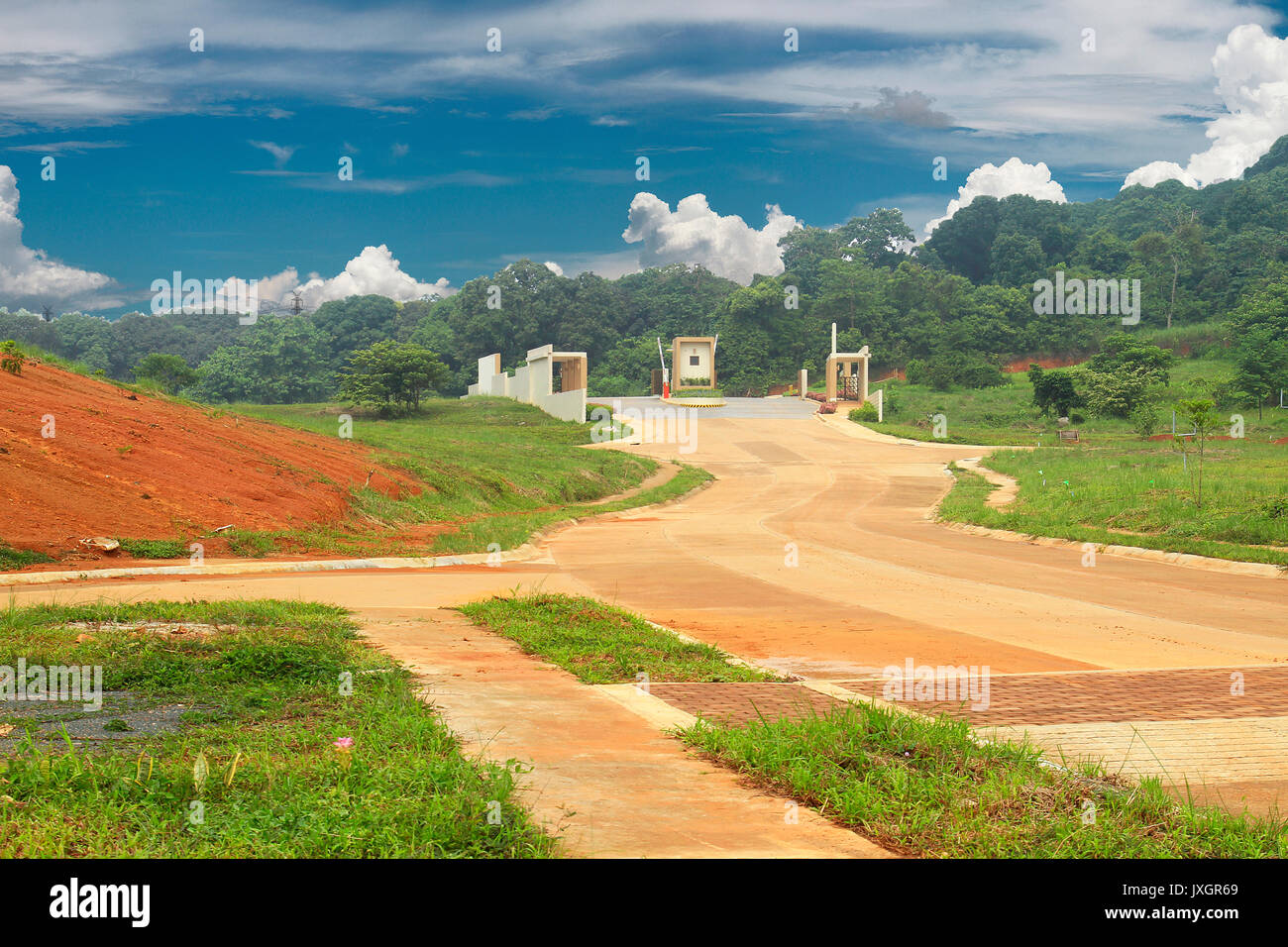 Main gate entrance of a developing subdivision in the Philippines Stock ...