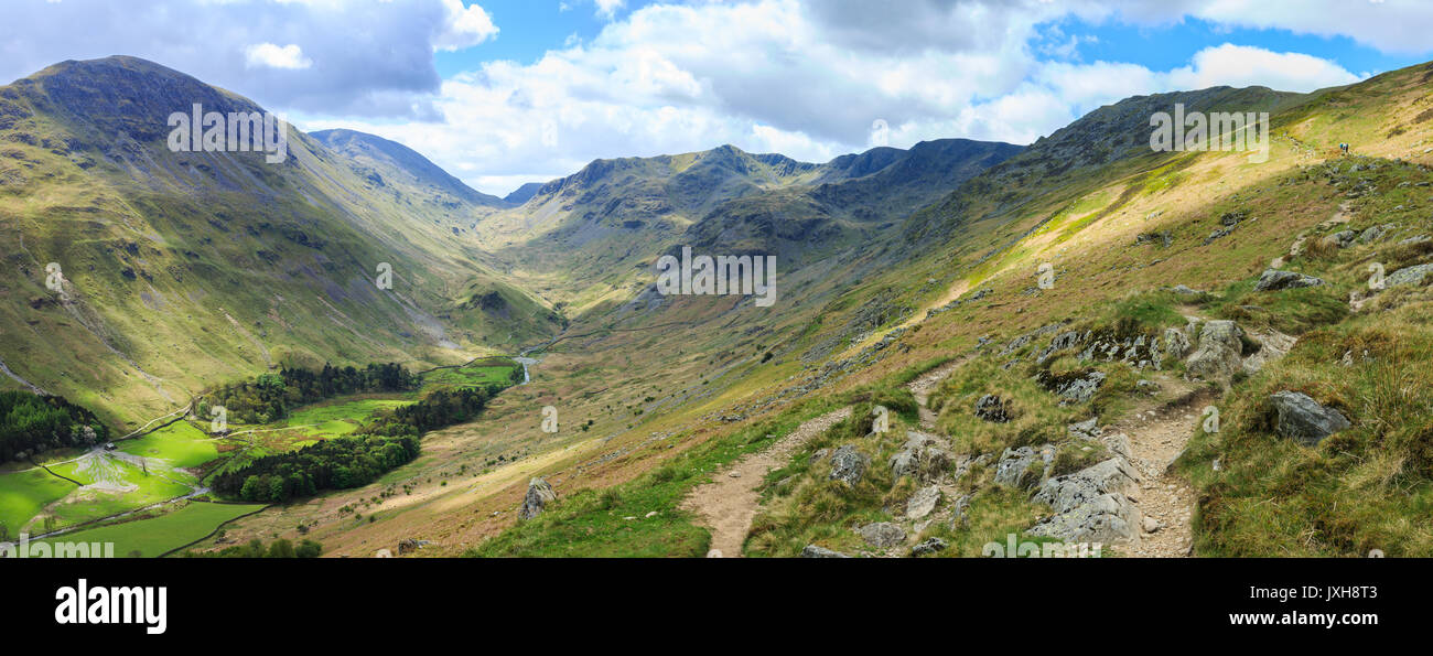 Path to Helvellyn along Grisedale Valley in the Lake District in ...