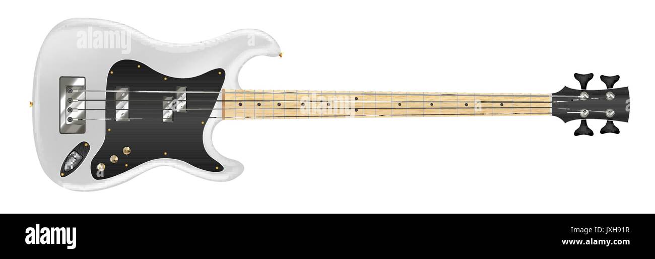white electric bass guitar on white background Stock Vector Image & Art ...