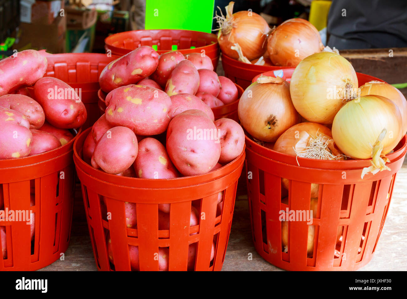Fresh healthy bio potatoes on Paris farmer agricultural market Stock ...