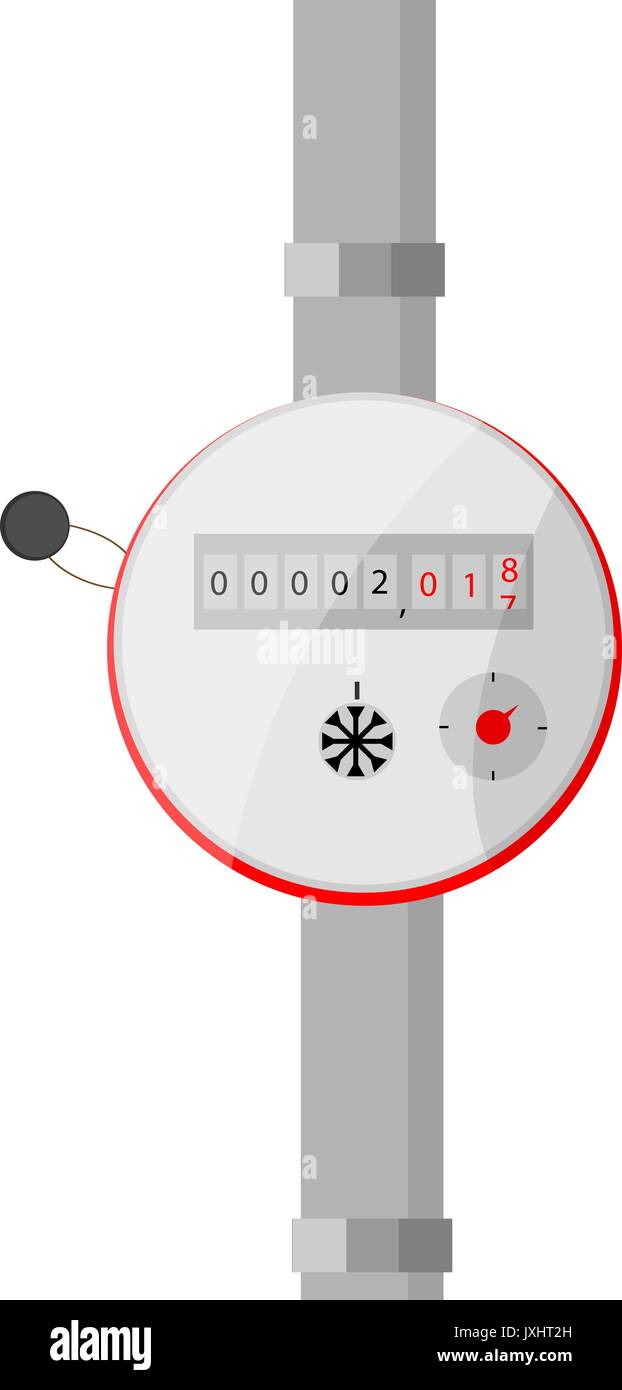 Water counter with pipe segment isolated.Vector illustration Stock ...