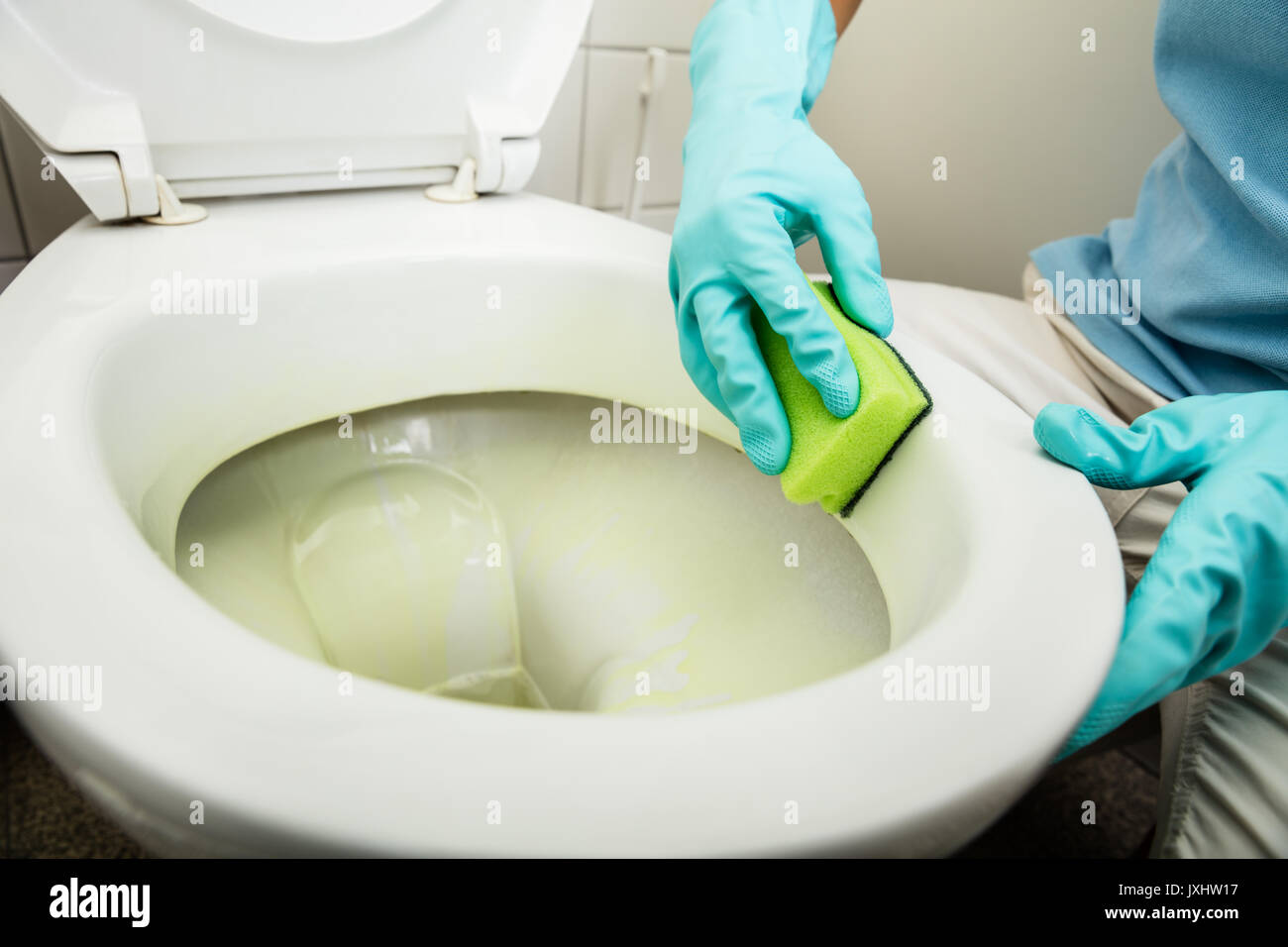 Person cleaning the toilet hi-res stock photography and images - Alamy